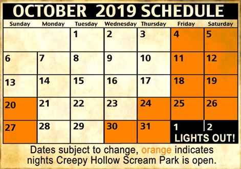Scream Forest schedule